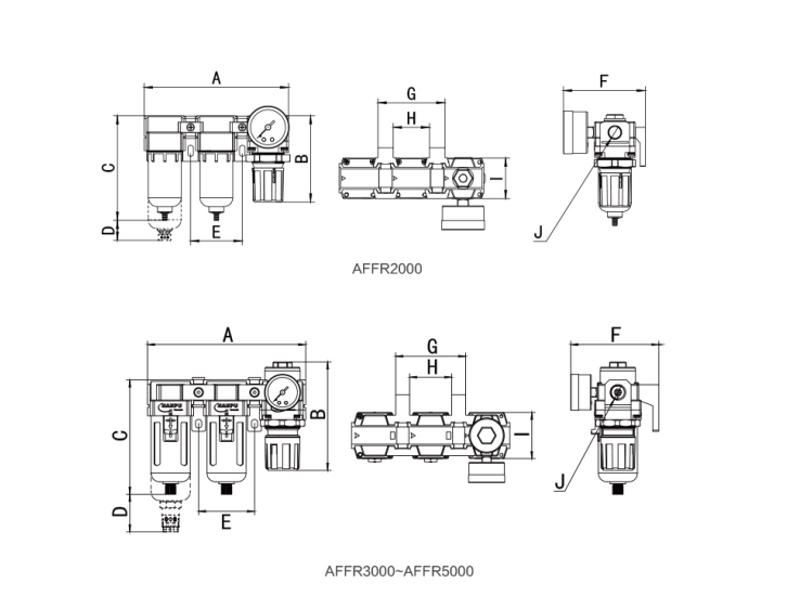 1/4" Pneumatic Air Source Treatment Unit – Dual Filter, Regulator ...
