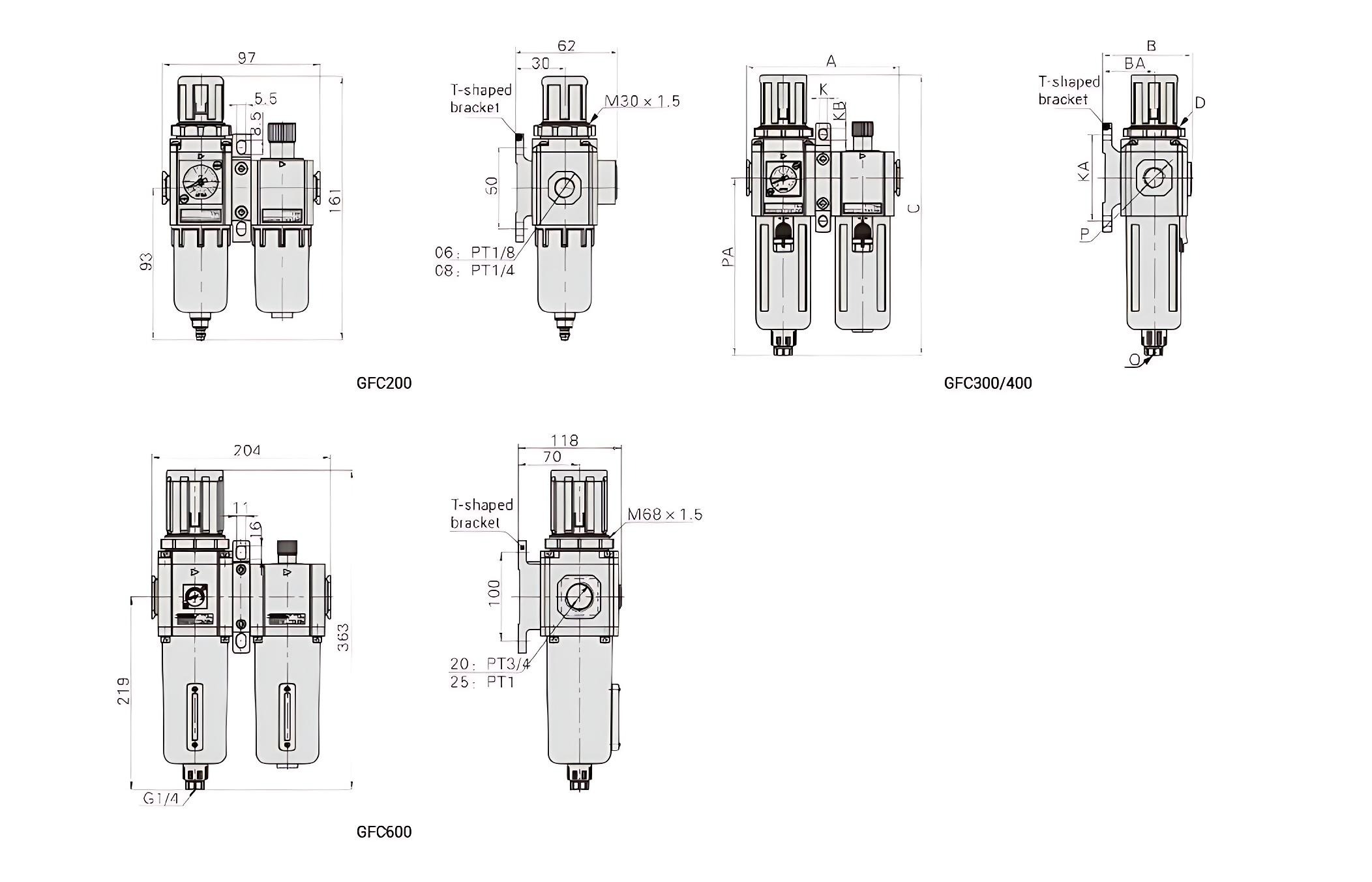 Waalpc Airtac G Series Gfc600 Pneumatic Air Preparation Air Pressure ...