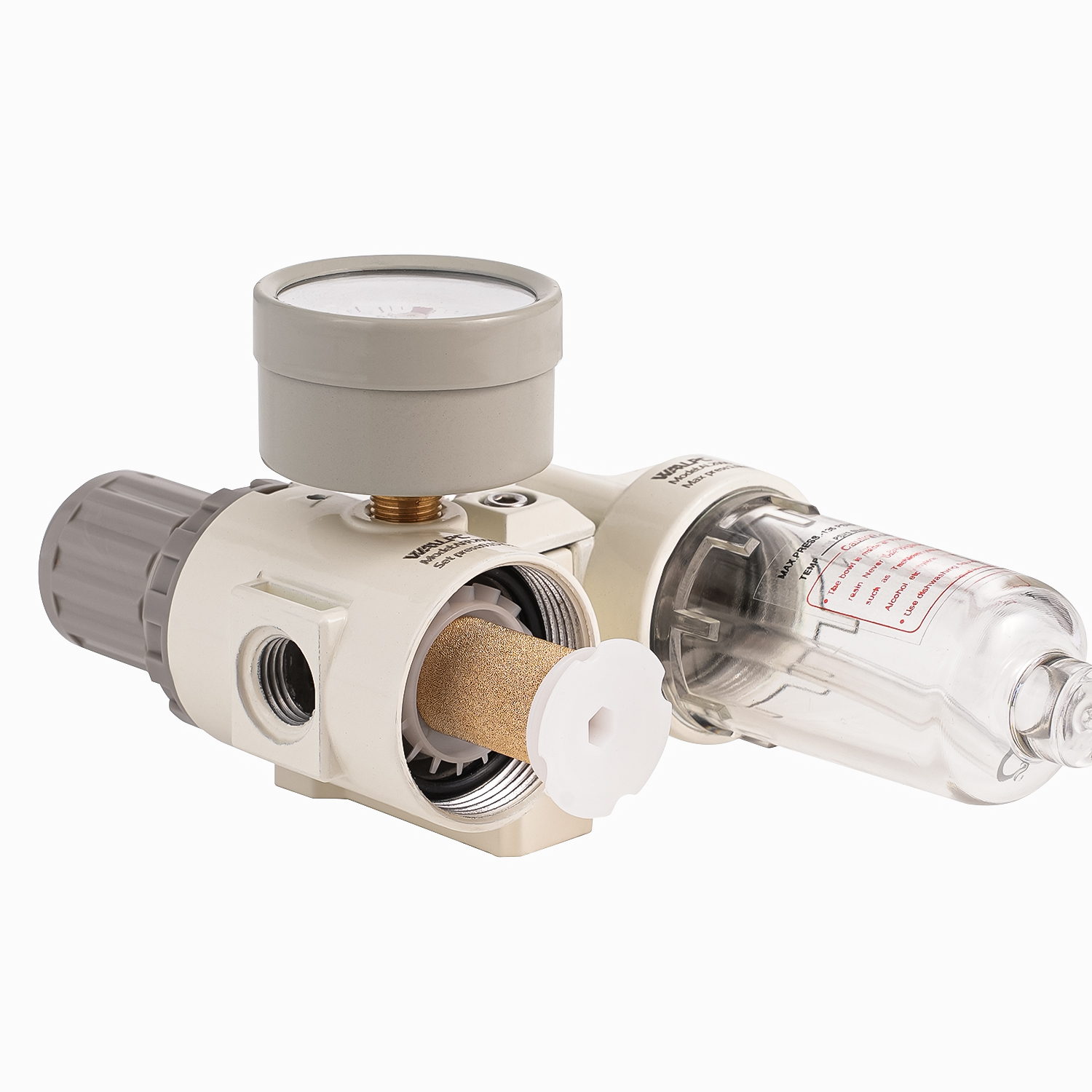 1/4" Pneumatic Air Source Treatment Unit – Dual Filter, Regulator ...