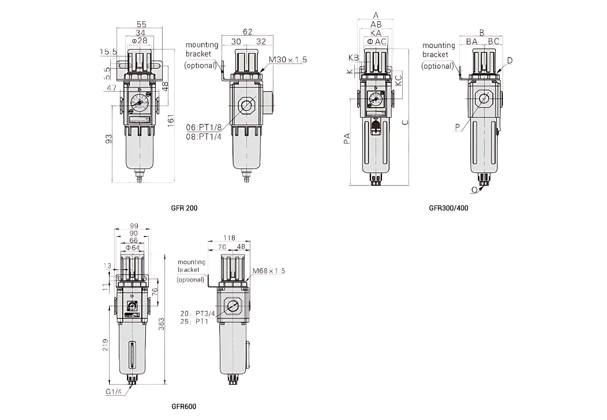 Waalpc Airtac G Series Gfr600 3/4 1′′ OEM Industrial Pneumatic ...
