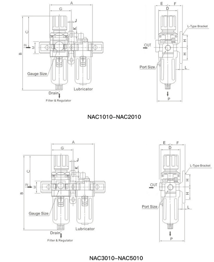 SMC Multi-Function Frl Air Pressure Reducing Valve Filter Regulator ...